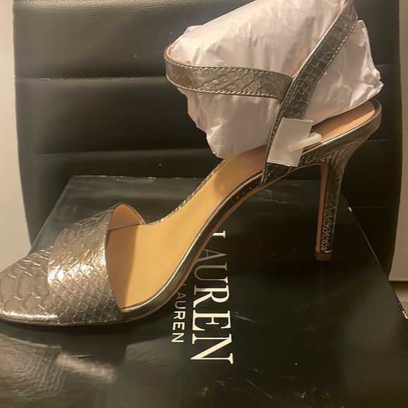 Shoes | Lauren Ralph Lauren Metallic Snake Skin Heel Brand New | Poshmark